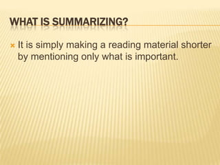 Reading and Summarizing | PPTX
