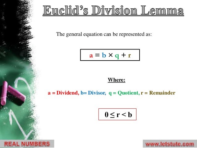 Real numbers - Euclid’s Division Lemma for class 10th/grade X Maths 2…