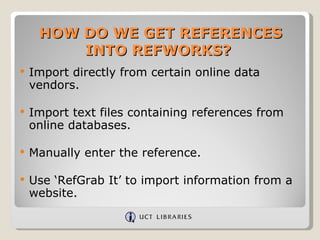RefWorks - Direct import | PPT