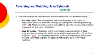 Reversing and Patching Java Bytecode | PPT