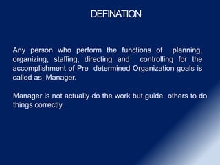 2 role of manager | PPTX | Executive Leadership & Management | Business