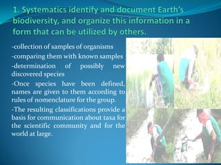 Roles and products of sytematics on modern biology | PDF
