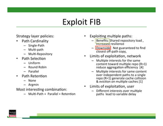 CCNxCon 2012: Session #7: Evaluating CCN Multi-path Interest Forwarding Strategies | PDF