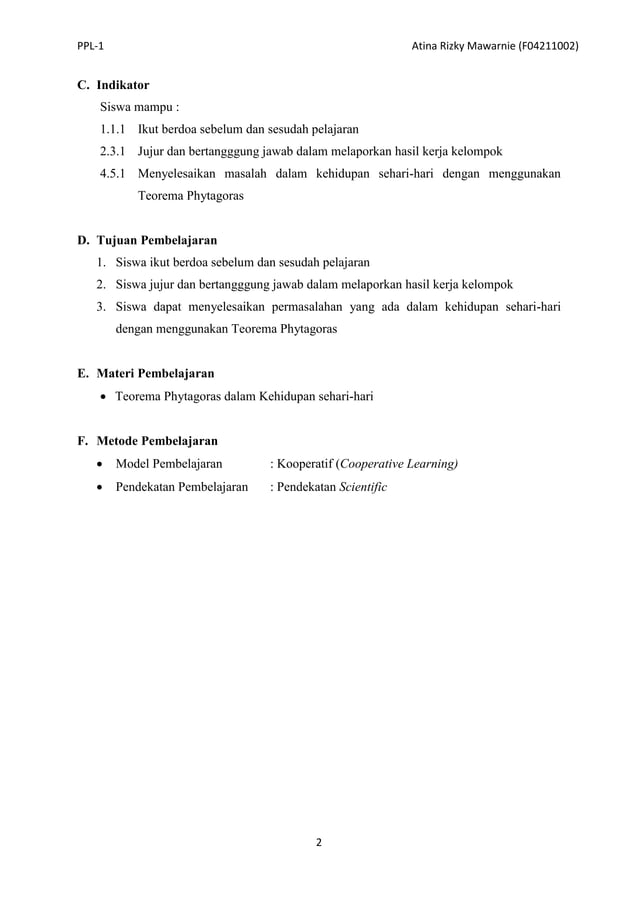 RPP Kelas 8 SMP Materi Trigonometri Dalam Kehidupan Sehari-hari (Kurikulum 2013, Cooperative ...