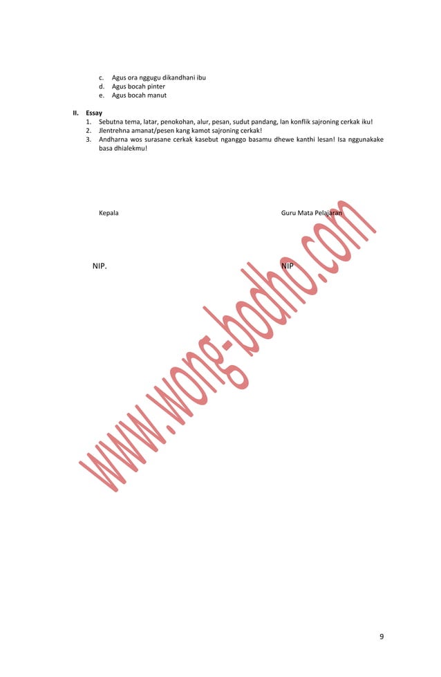 RPP Bahasa Jawa Kelas x Materi cerkak | PDF