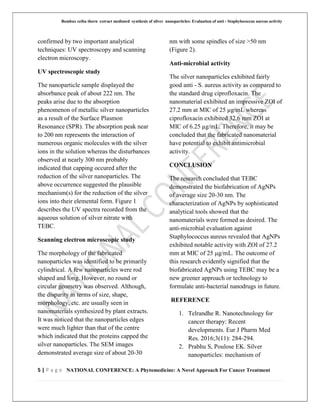 Bombax ceiba thorn extract mediated synthesis of silver nanoparticles: Evaluation of anti ...