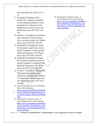 Bombax ceiba thorn extract mediated synthesis of silver nanoparticles: Evaluation of anti ...