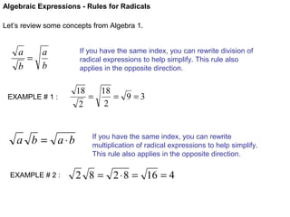 2 rules for radicals | PPS