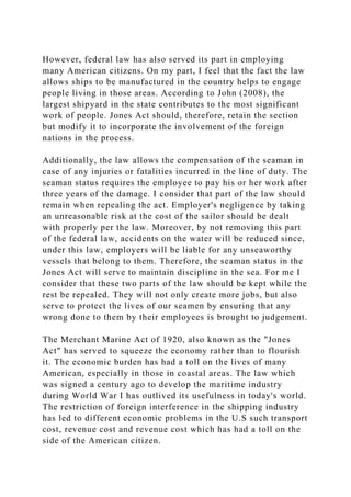 2Running head THE JONES ACTThe Jones Act 2.docx