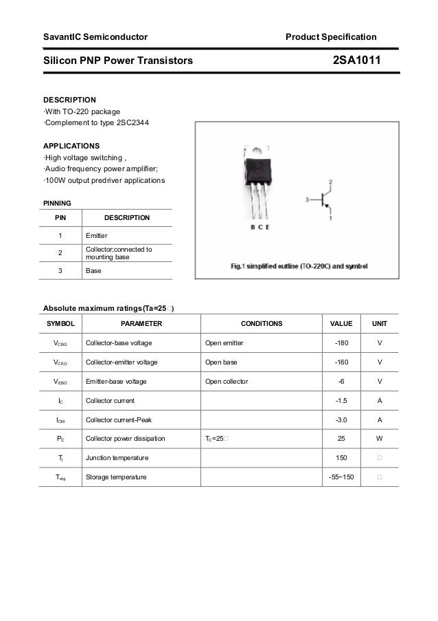 Original PNP Power Transistor A1011 1011 2SA1011 TO-220 New SavantIC