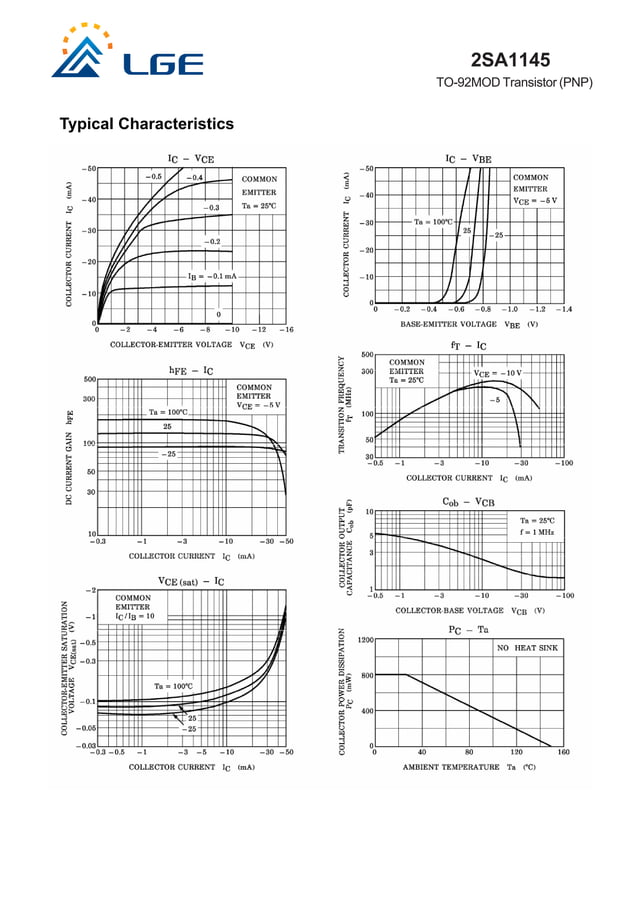 Original Transistor PNP 2SA1145 A1145 TO 92 New TOSHIBA | PDF