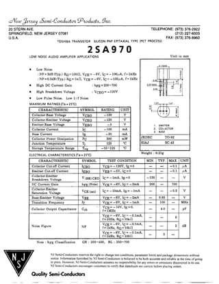 Original Transistor PNP 2SA970 A970 0.1A 100mA 120V New | PDF