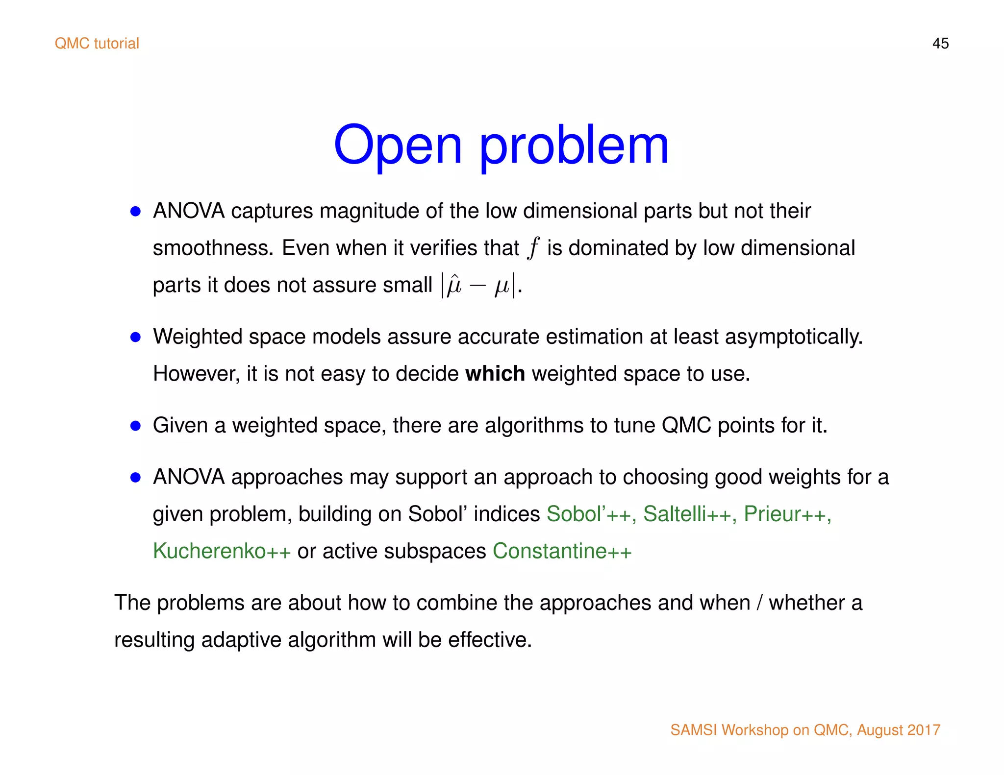 Program on Quasi-Monte Carlo and High-Dimensional Sampling Methods for Applied Mathematics ...