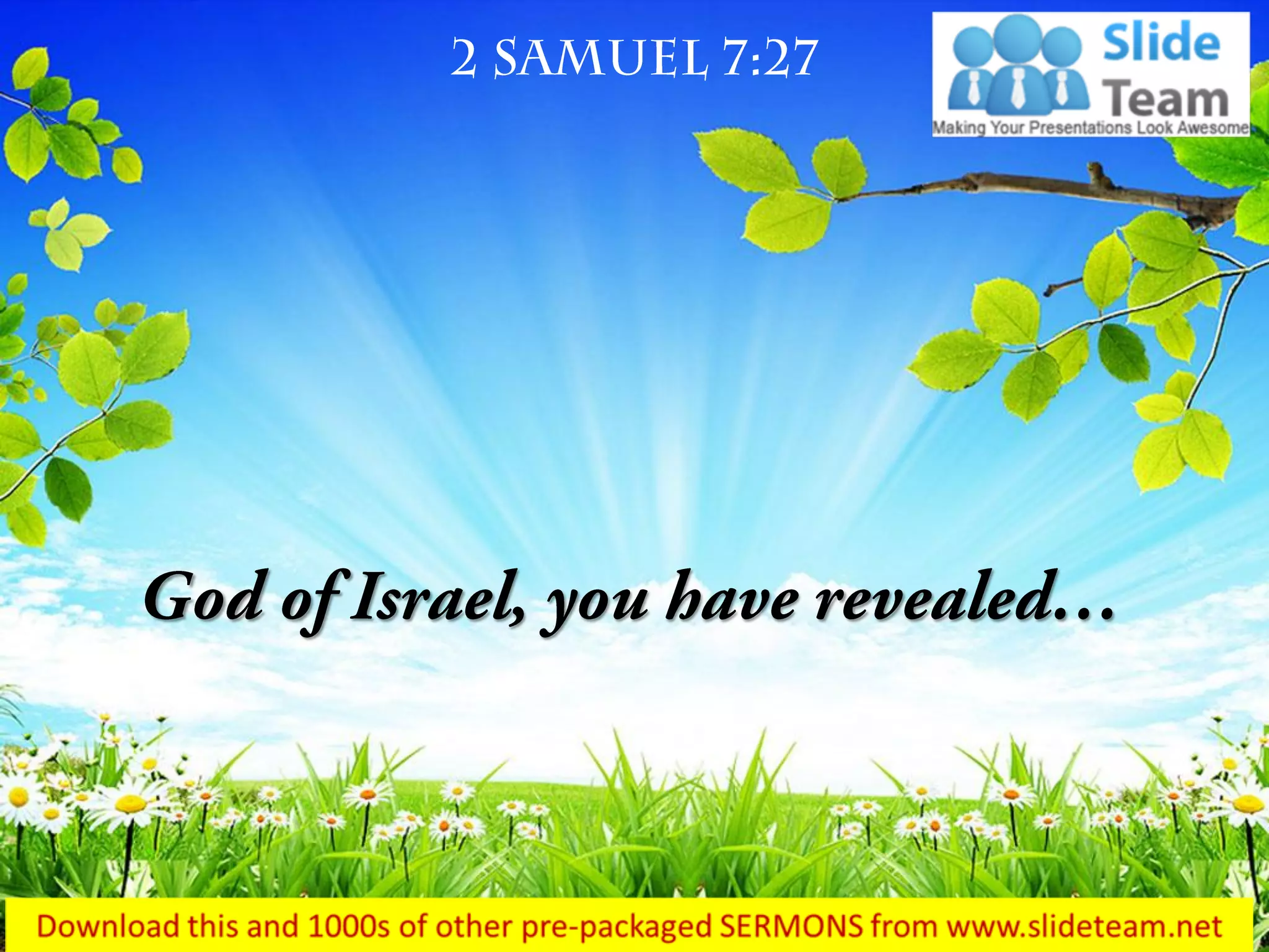 2 samuel 7 27 god of israel you have revealed power point church sermon ...
