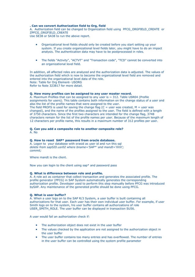 sap security interview_questions | PDF