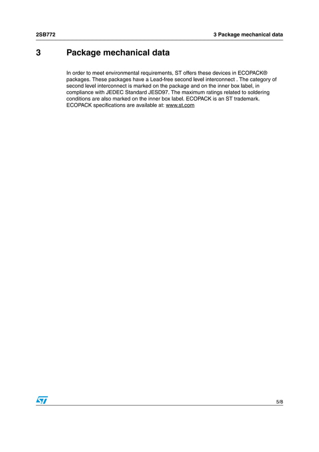 Original Transistor PNP B772 2SB772 3A 40V TO-126 New | PDF