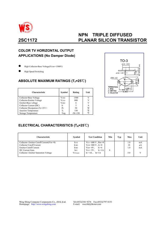 2sc1172 | PDF | Consumer Electronics | Technology & Computing