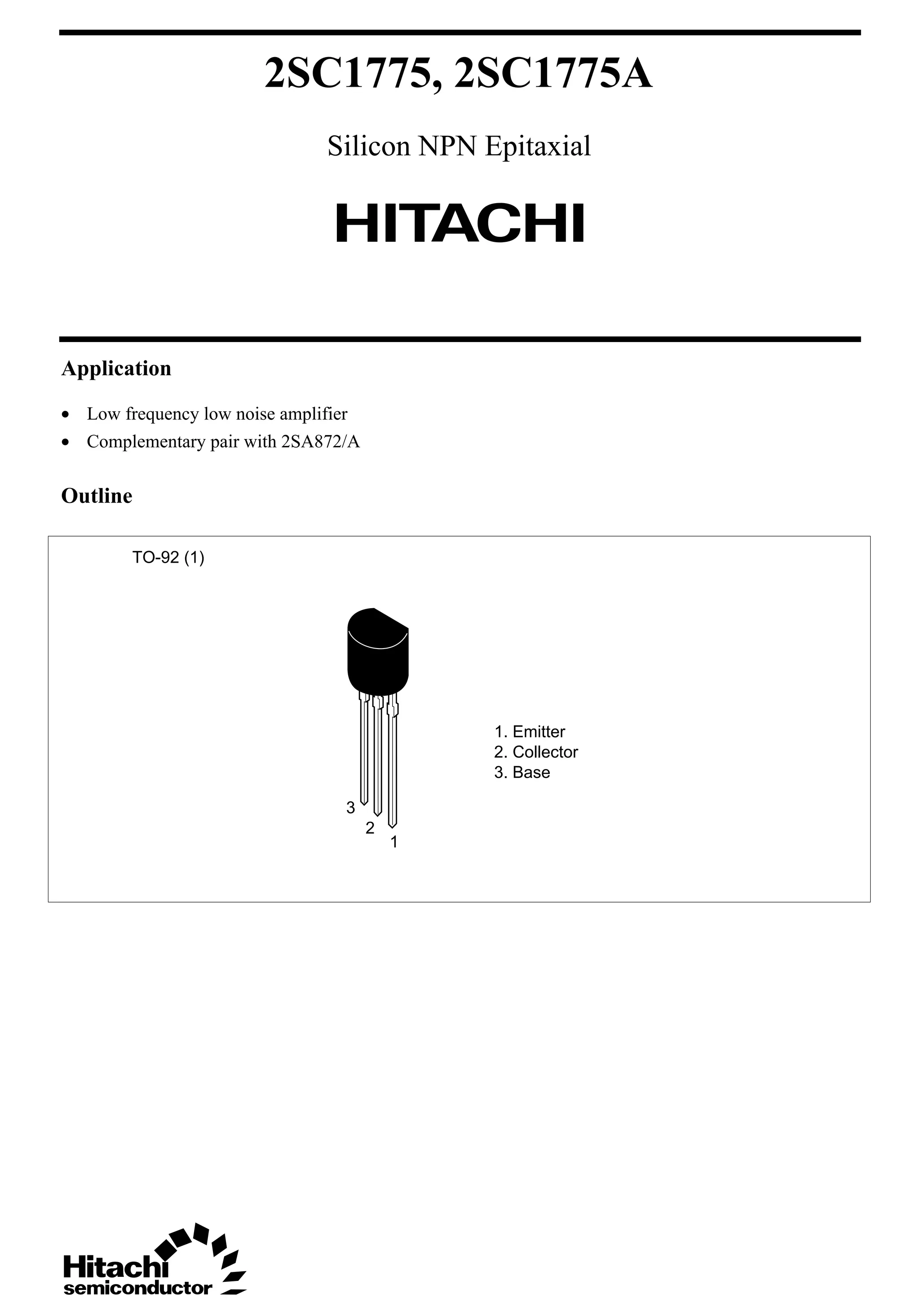 Original NPN Transistor 2SC1775 C1775 C1775A 1775 TO-92 New HITACHI | PDF
