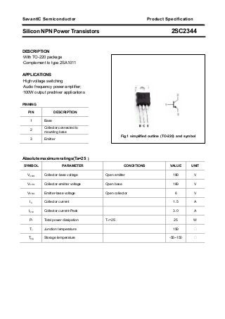 Original NPN Power Transistor C2344 2344 2SC2344 TO-220 New SavantIC