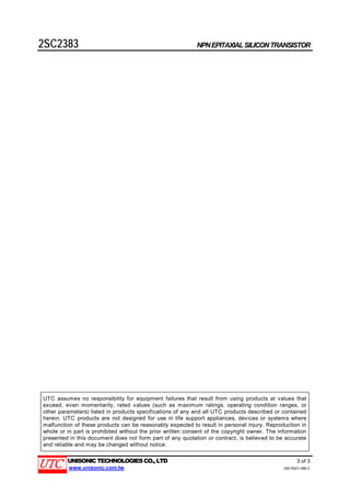 Original Transistor NPN C2383 2SC2383 1A 160V TO-92L New | PDF