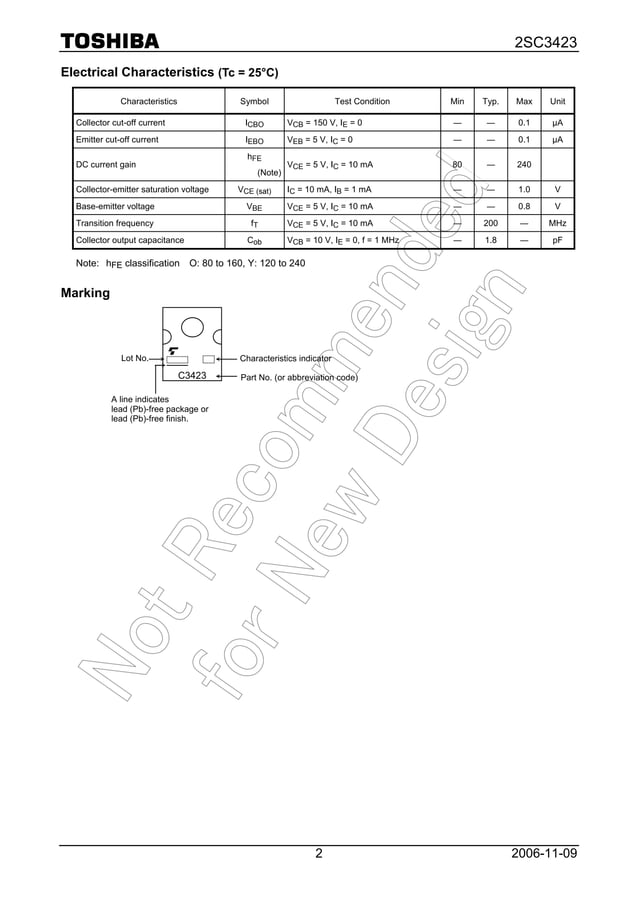 Original NPN Bipolar Transistor 2SC3423 C3423 3423 TO-126 New Toshiba | PDF
