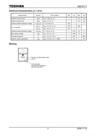 Original NPN 2SC5171 C5171 TO-220F New Toshiba | PDF