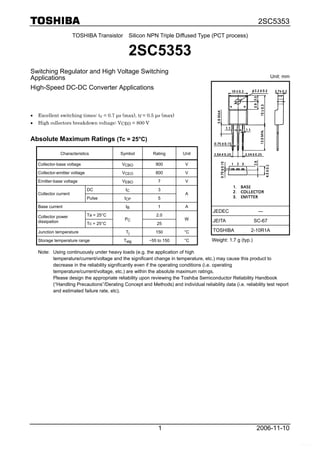Original NPN Transistor 2SC5353 C5353 5353 TO-220F New Toshiba | PDF