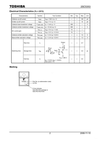 Original NPN Transistor 2SC5353 C5353 5353 TO-220F New Toshiba | PDF