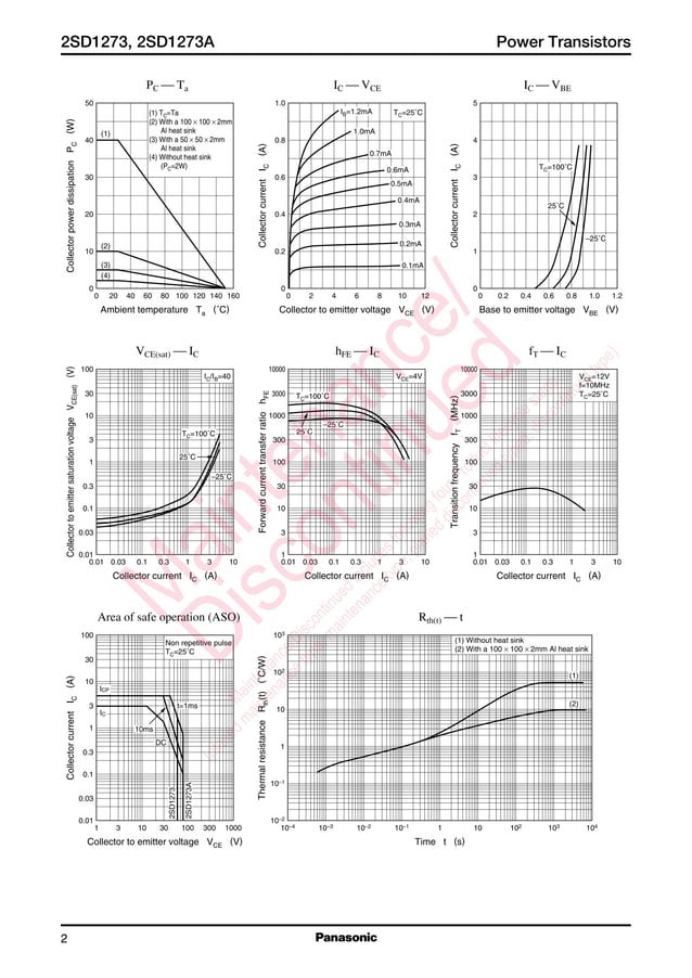 Original NPN Transistor 2SD1273 D1273 TO-220F New Panasonic | PDF