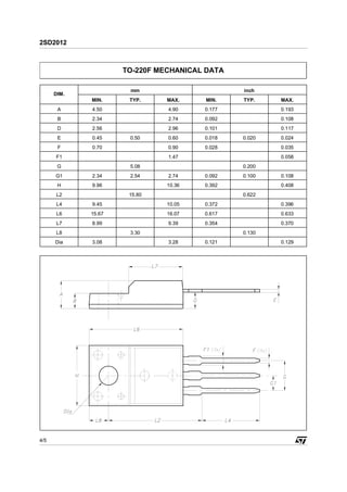 Original Si NPN TRANSISTOR 2SD2012 D2012 2012 60V 6A TO-220F New List ...