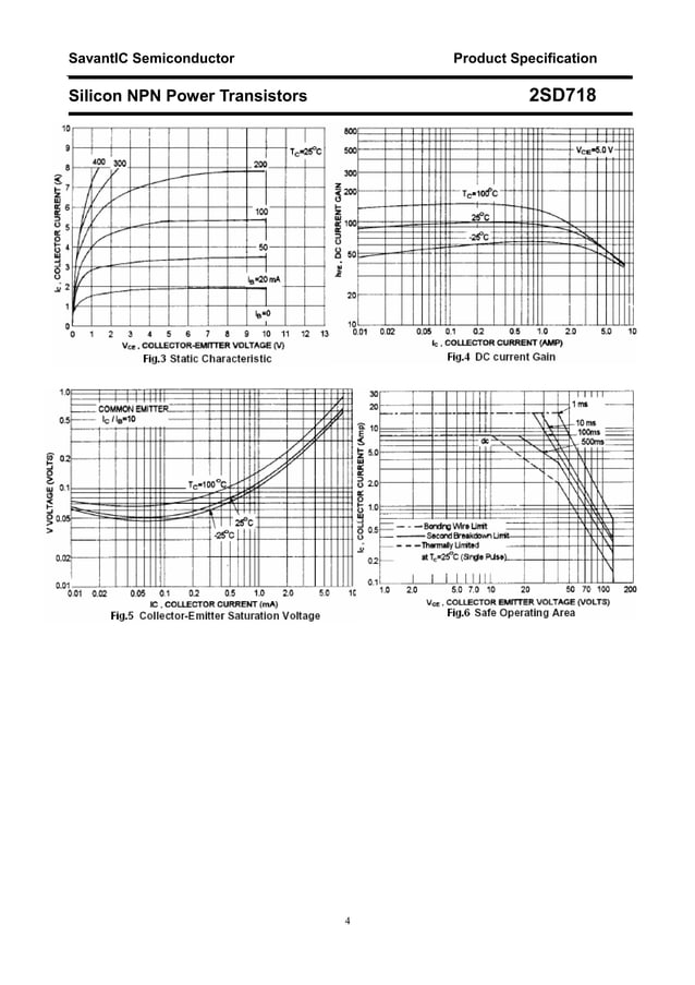 Original NPN Transistor 2SD718 D718 8A 120V TO-3P New KEC | PDF