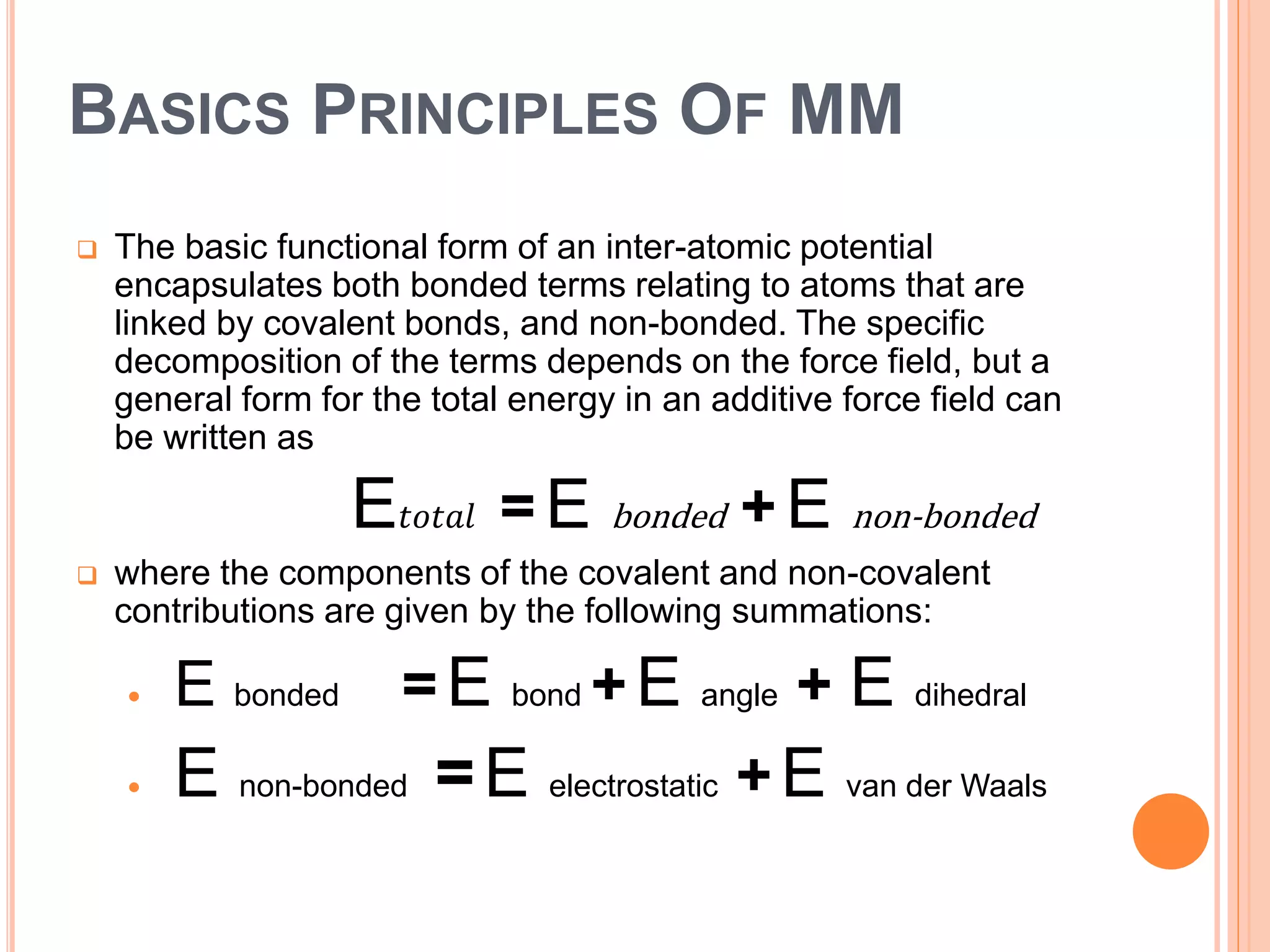 Molecular Mechanics in Molecular Modeling | PPTX