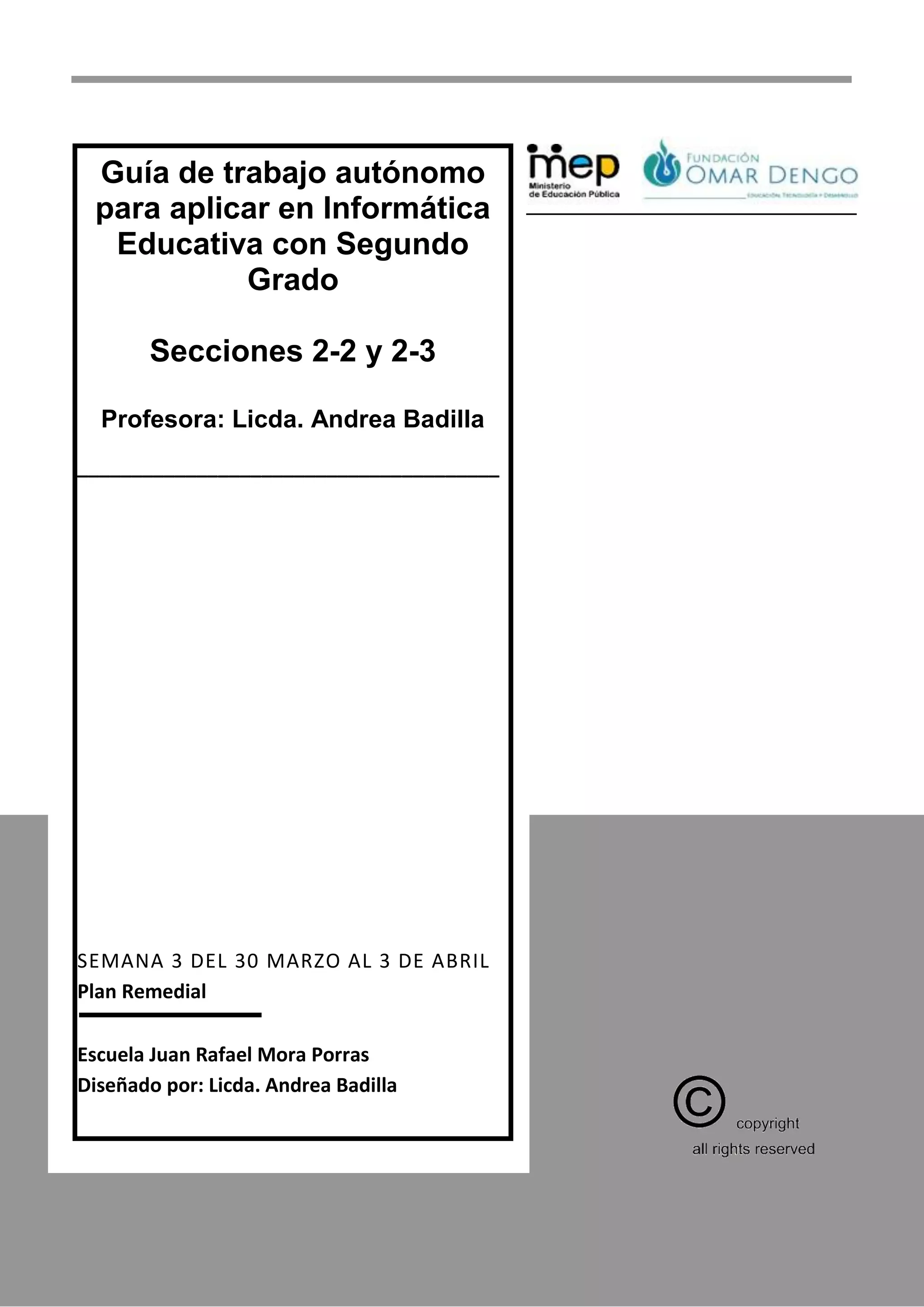 Guía de trabajo autónomo para 2do. Grado | PDF