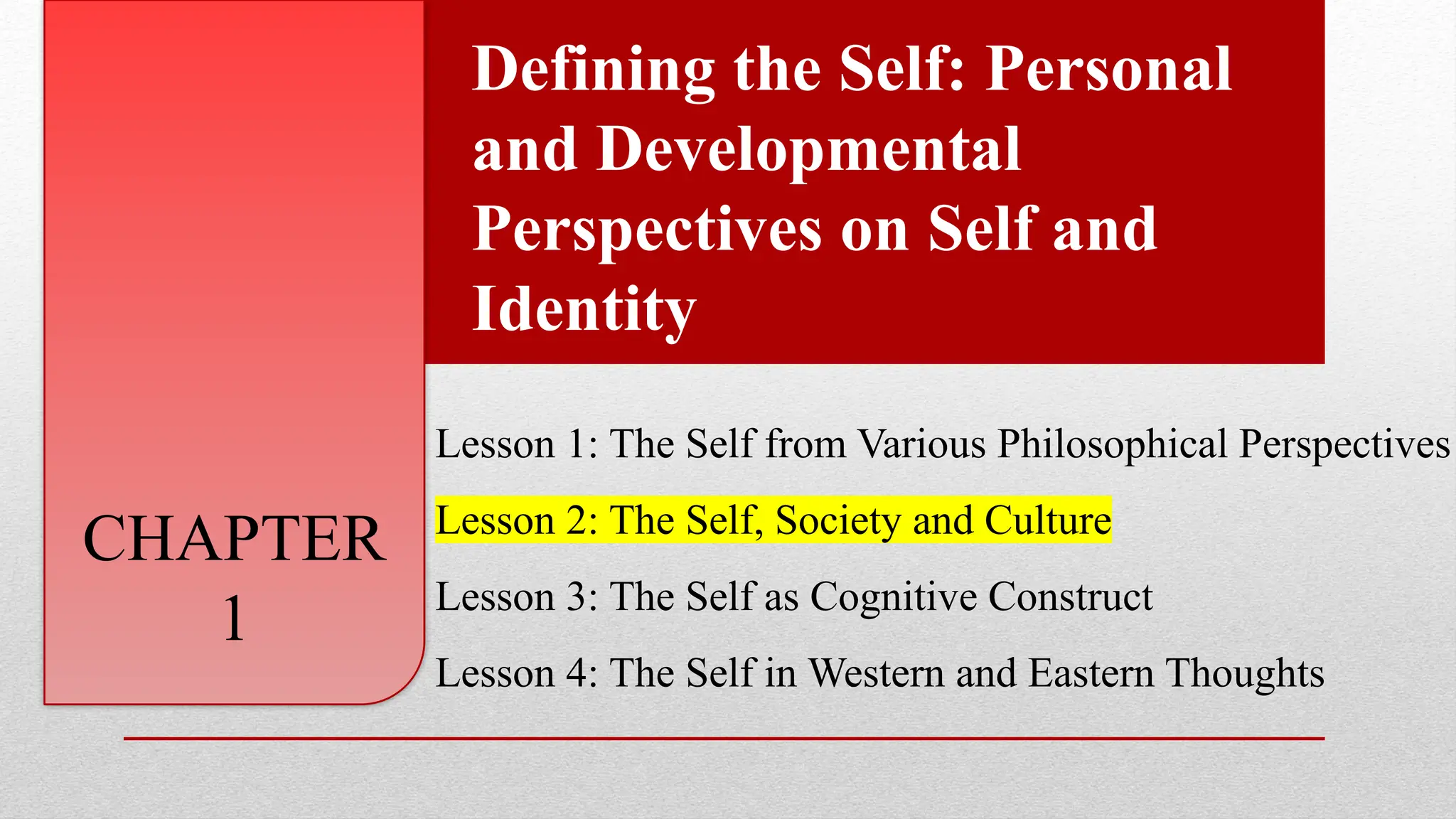 Chapter 1 - (Lesson 2) Self, Society and Culture.pptx