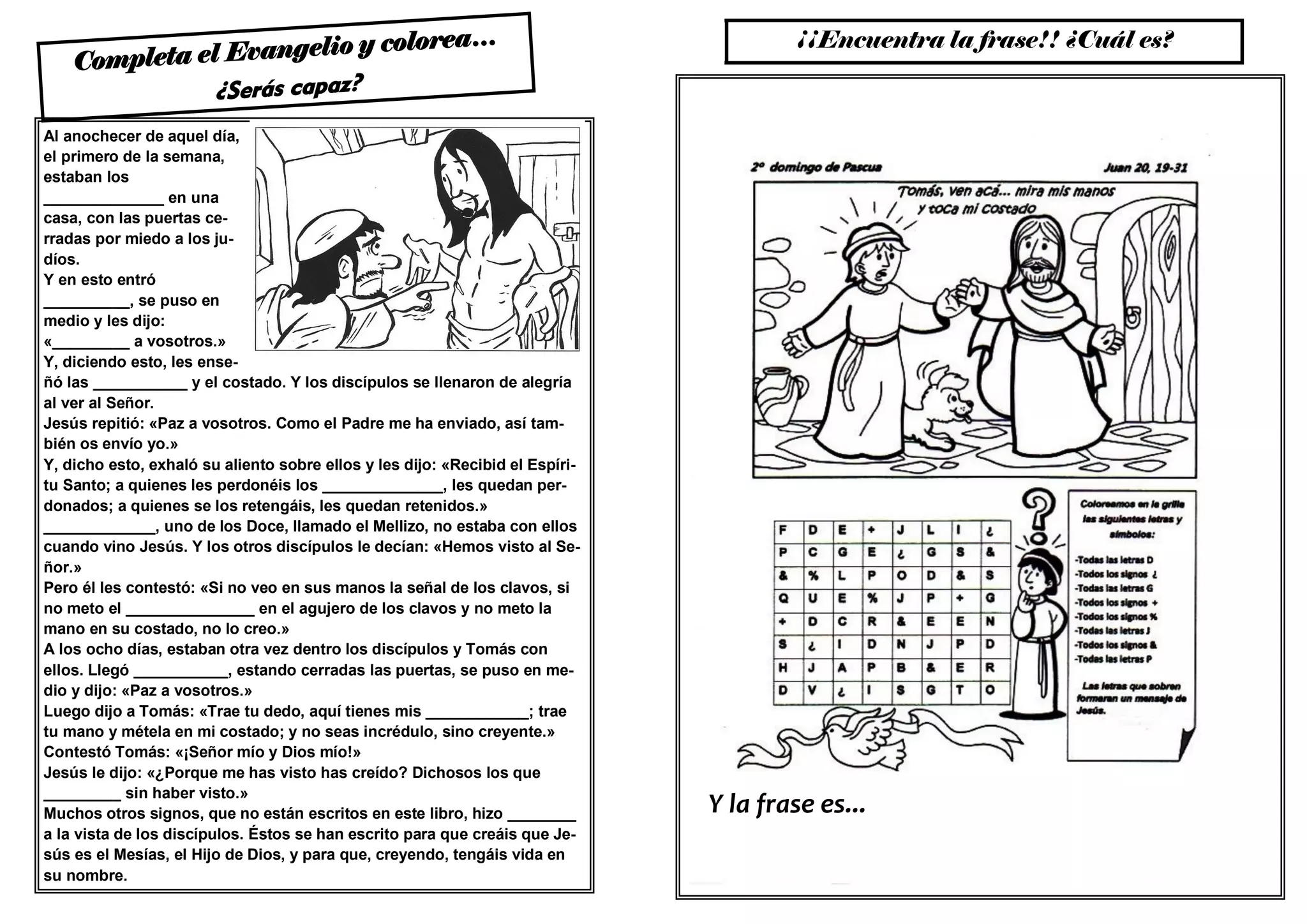 2º Semana de Pascua. Actividades para niños | PDF | Christianity ...
