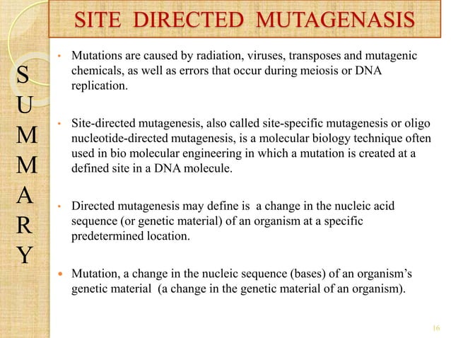 Site directed mutagenesis | PPTX | Chemistry | Science