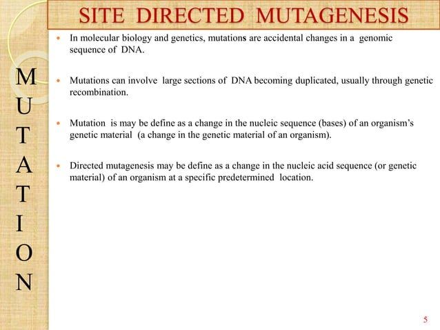 Site directed mutagenesis | PPTX | Chemistry | Science