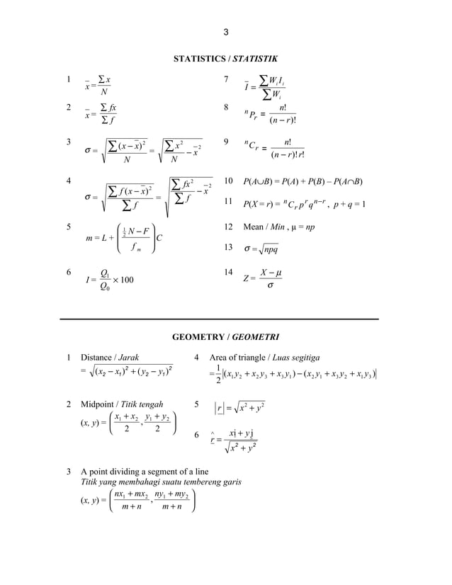 2 senarai rumus add maths k2 trial spm sbp 2010 | PDF