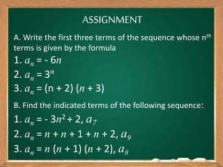 Sequence: Finding the Indicated Terms | PPTX