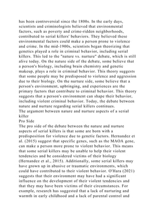 2Serial Killer Nature vs. NurtureStudents Name.docx