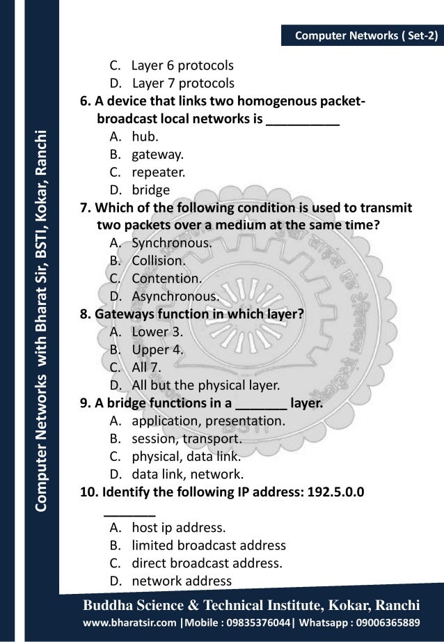 BSTI-BharatSir : Computer Network , Set-2 | PDF