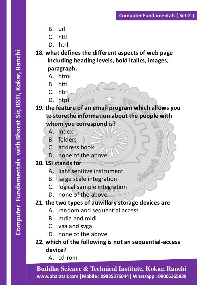 BSTI-BharatSir : Computer Fundamentals Set-2 | PPTX