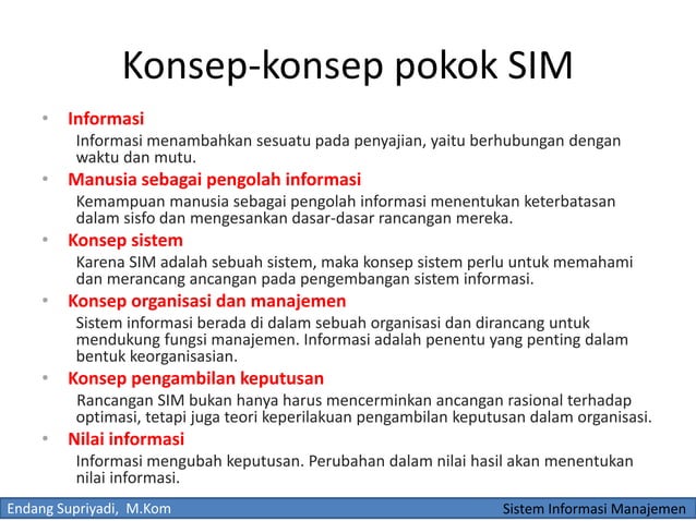 Konsep SIM ( sistem informasi manajemen) | PPTX