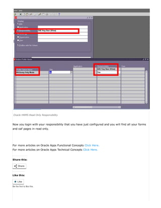 simple steps to make a responsibility read only in oracle apps. | PDF