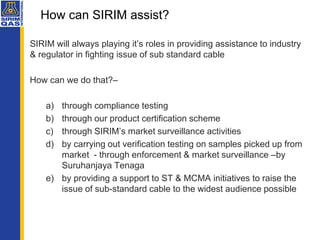 SIRIM Testing and Certification on Electrical Cable Testing | PDF