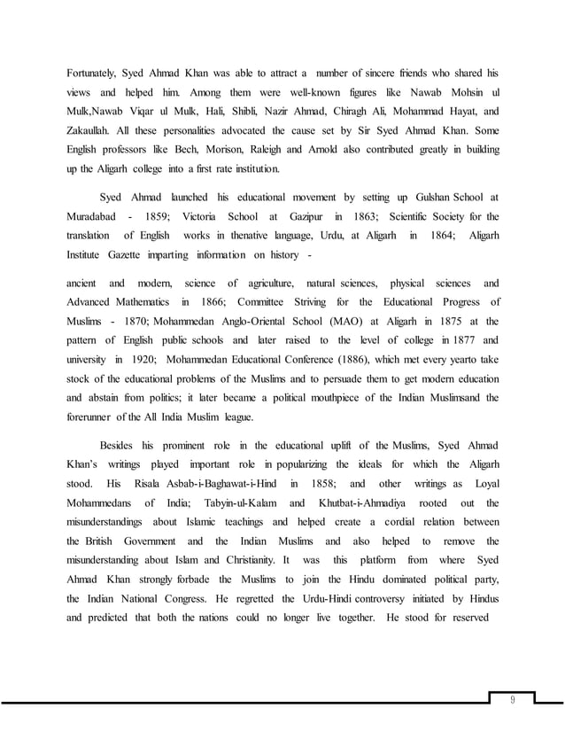 2 sir syed ahmad khan and his contributions | DOCX | Hinduism ...