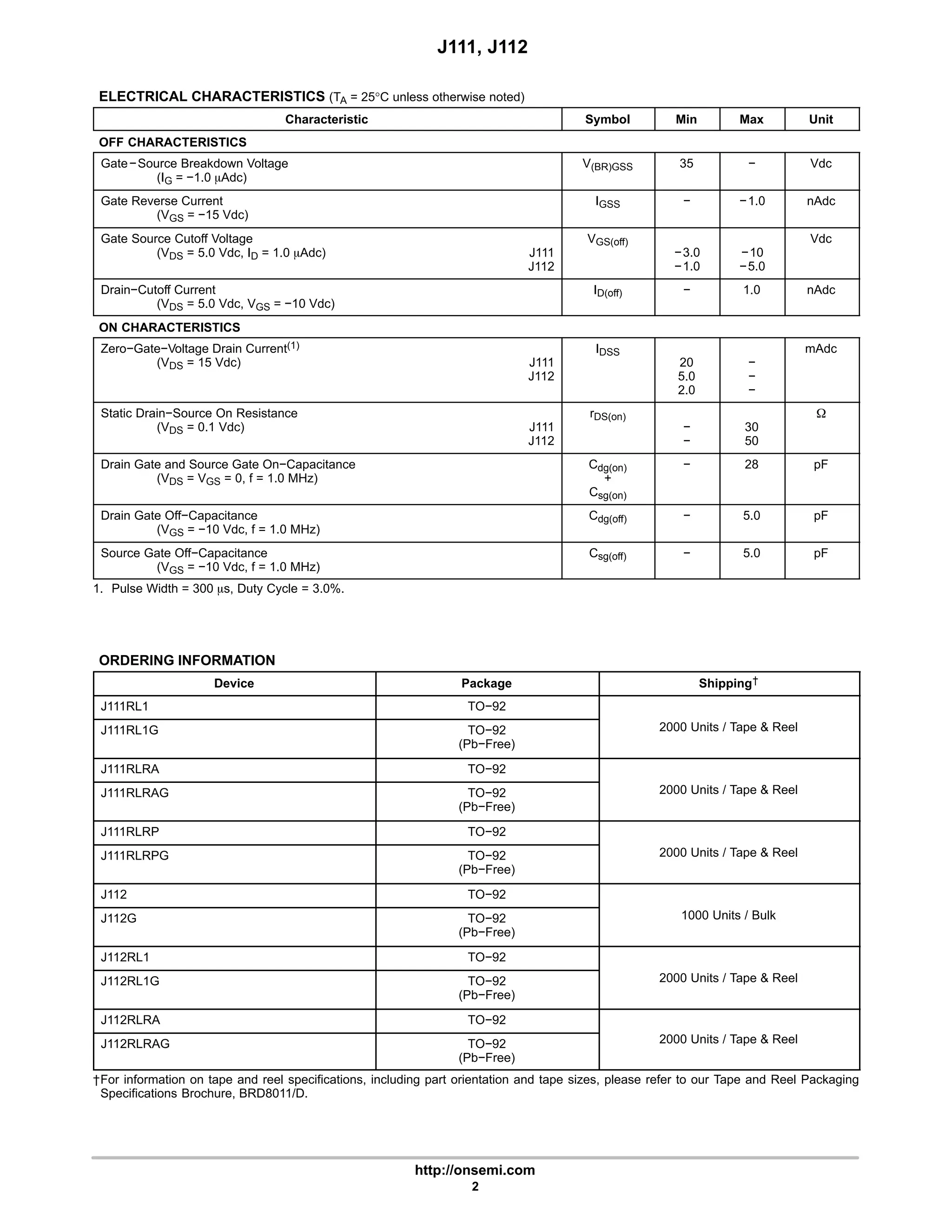 Original N-Channel Mosfet 2SJ112 J112 112 TO-92 New Fairchild ...