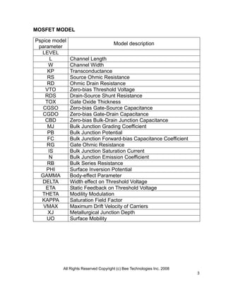 SPICE MODEL of 2SJ380 (Professional+BDP Model) in SPICE PARK | PDF