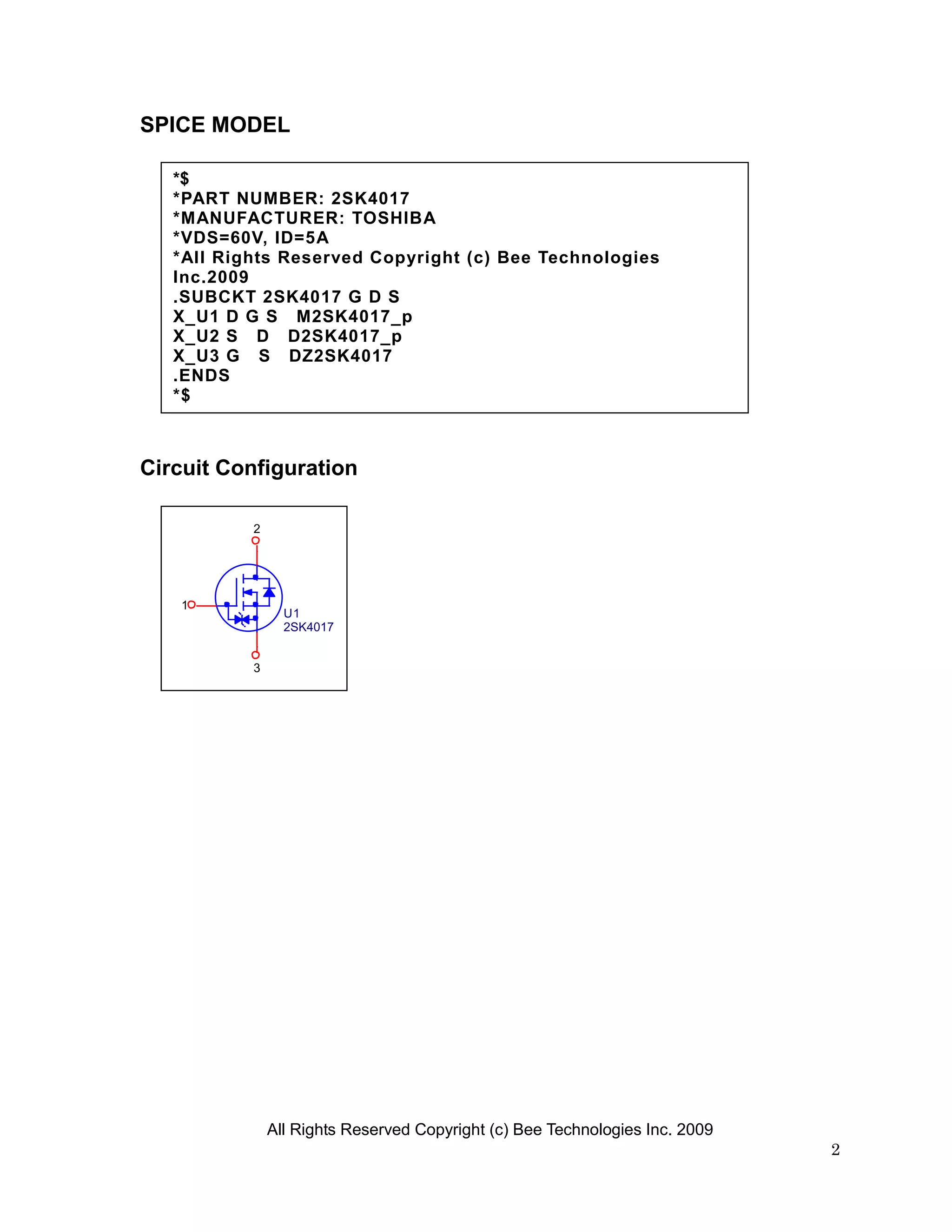 2SK4017 (Professional Model) PSpice Model (Free SPICE Model) | PDF