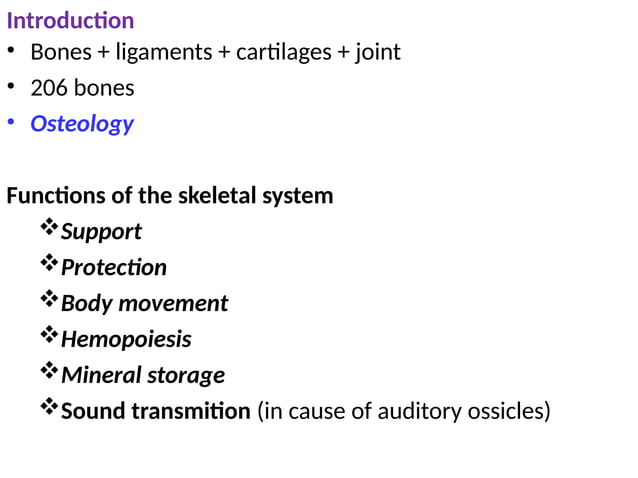 Skeletal system ppt for a laboratory technology students | PPT